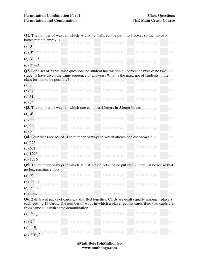 JEE Main Permutation Practice | PDF | Mathematics | Mathematical Objects