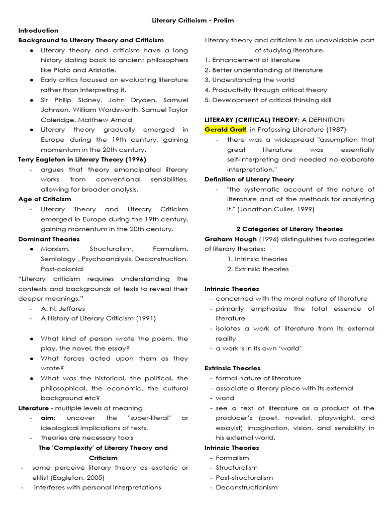 Intro to Literary Theory | PDF | The Picture Of Dorian Gray | Literary ...