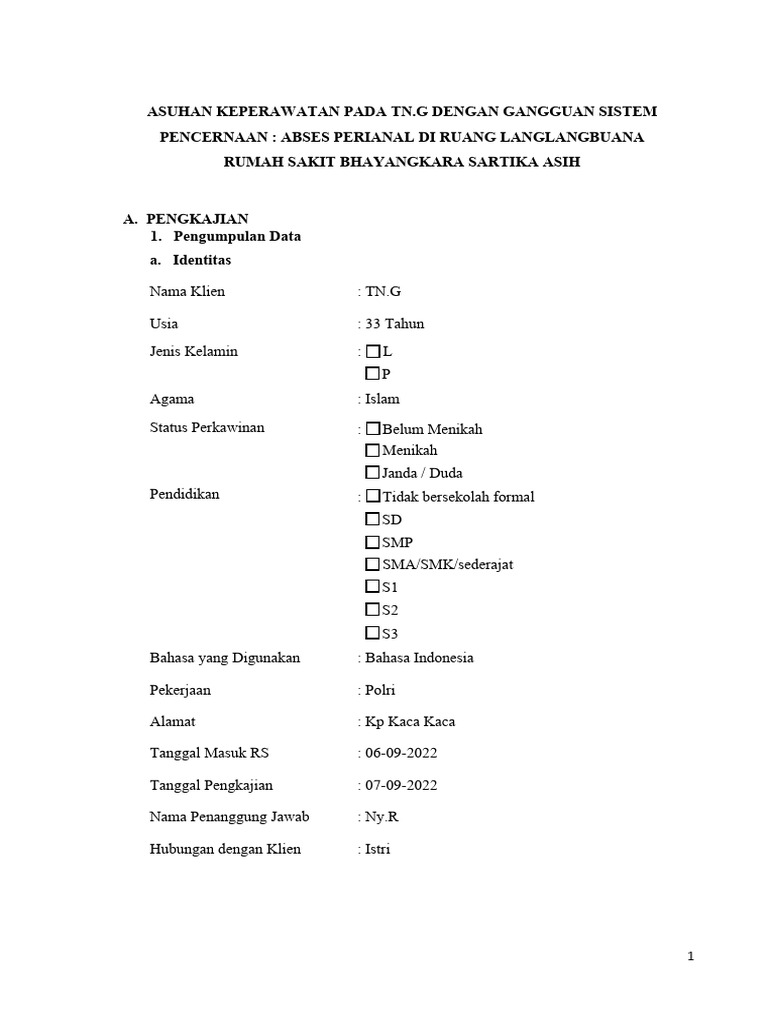 Format Kosong Askep | PDF | Kesehatan Holistik