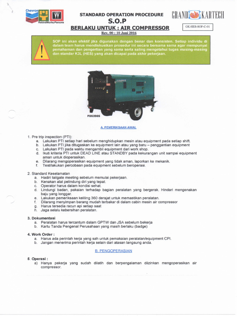 8.2.12.a. SOP Air Compressor | PDF