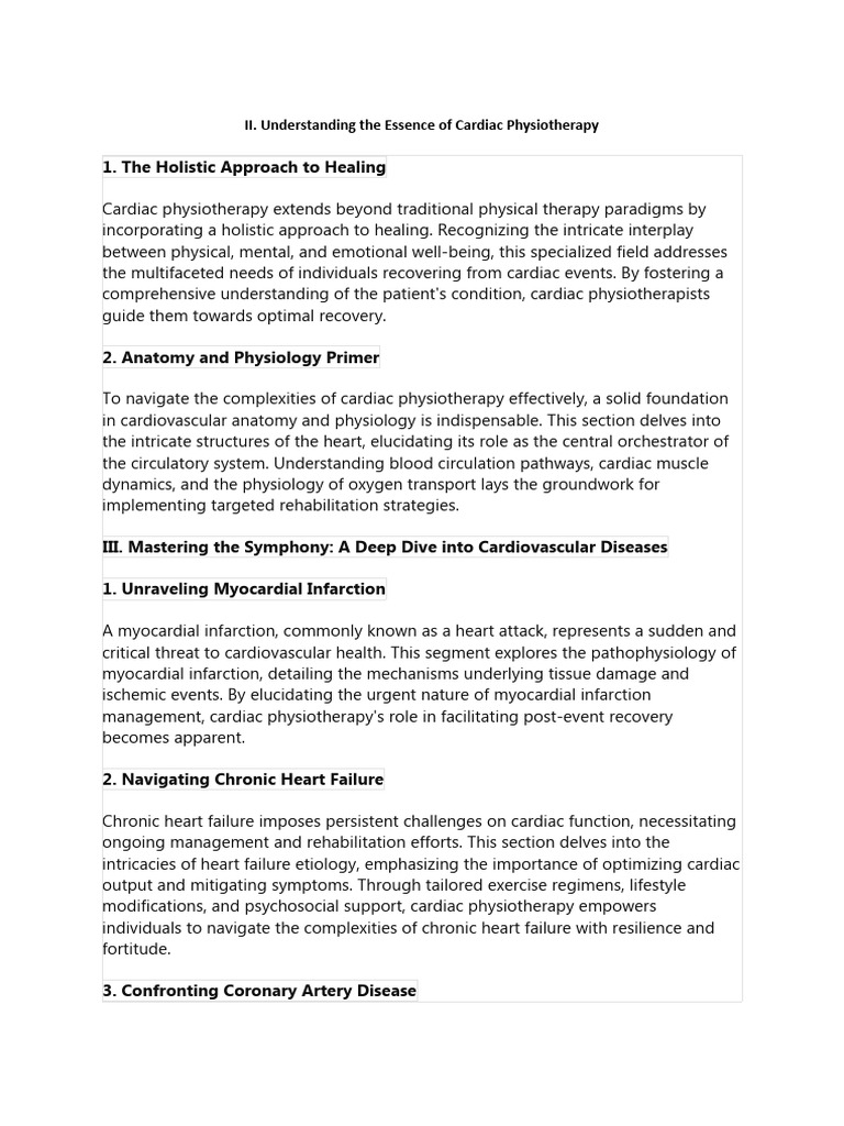 The Holistic Approach To Healing: II. Understanding The Essence of Cardiac Physiotherapy | PDF ...
