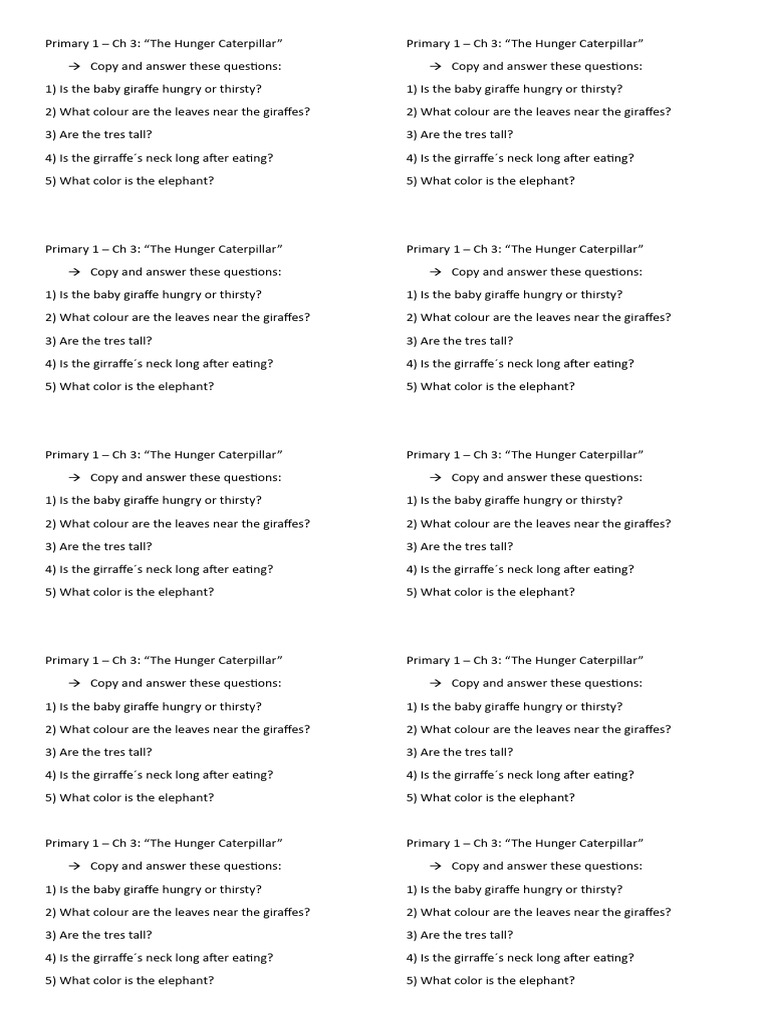 Pri1 - Chapter 3 - READER - THE HUNGRY CATERPILLAR | PDF | Zoology ...
