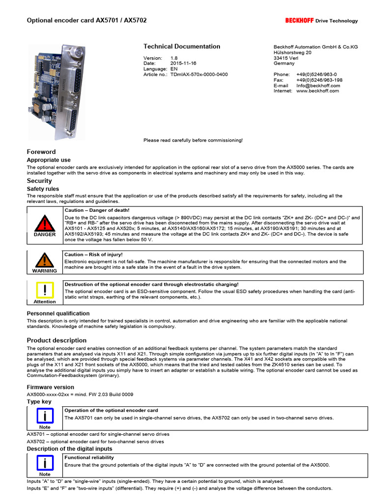 Encoder Card Guide for Engineers | PDF | Direct Current | Electrostatic Discharge