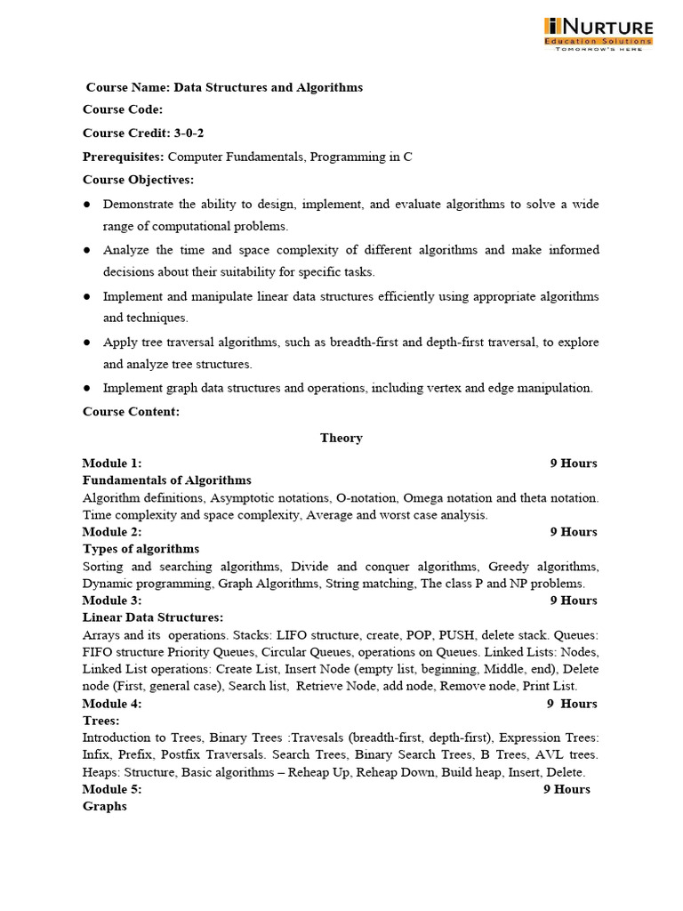 Data Structures And Algorithms Pdf Algorithms Algorithms And Data