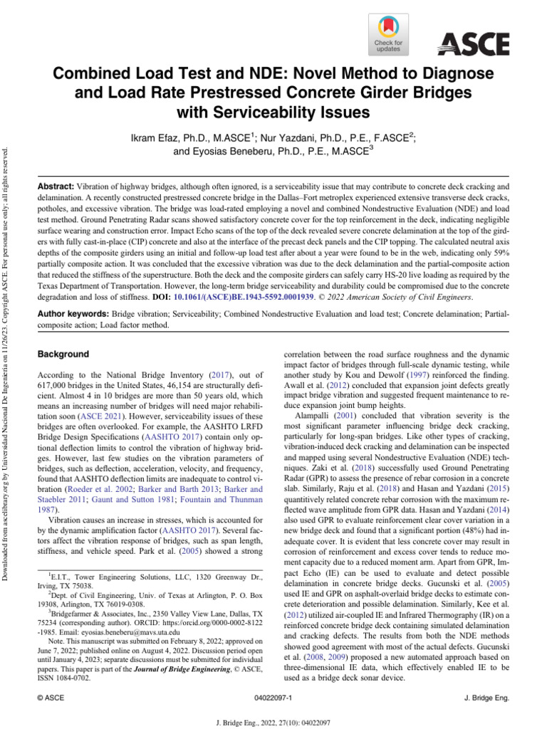 Efaz Et Al 2022 Combined Load Test and Nde Novel Method To Diagnose and ...