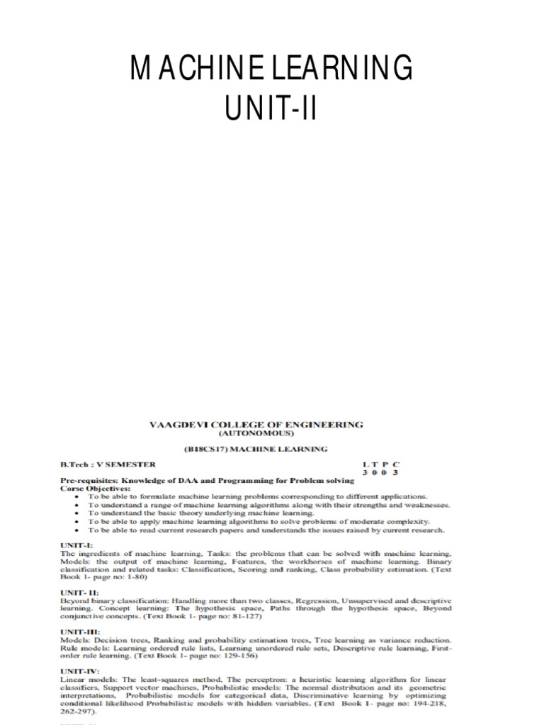 ML Unit 2 | PDF | First Order Logic | Applied Mathematics