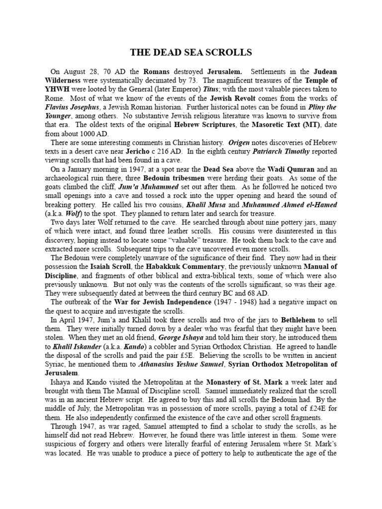 The Dead Sea Scrolls | PDF | Dead Sea Scrolls