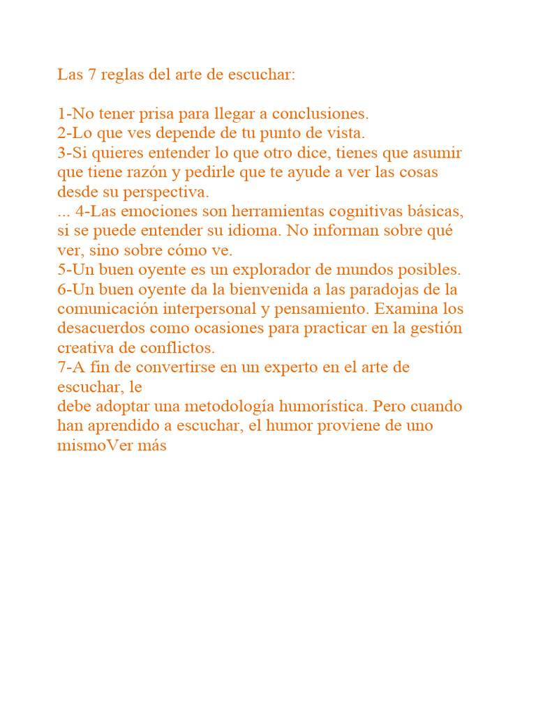 Las 7 Reglas Del Arte de Escuchar | PDF