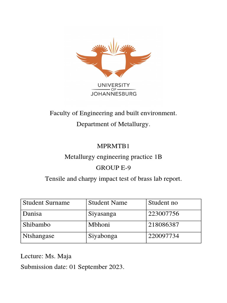 Brass Mechanical Properties Testing Report | PDF | Deformation ...