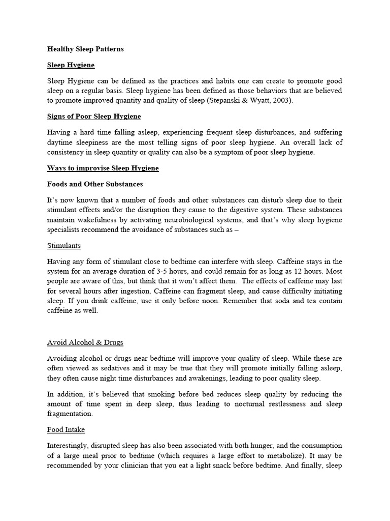 Healthy Sleep Patterns Notes | PDF | Sleep | Sleep Deprivation