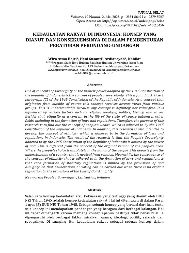 Kedaulatan Rakyat Di Indonesia | PDF | Indonesia