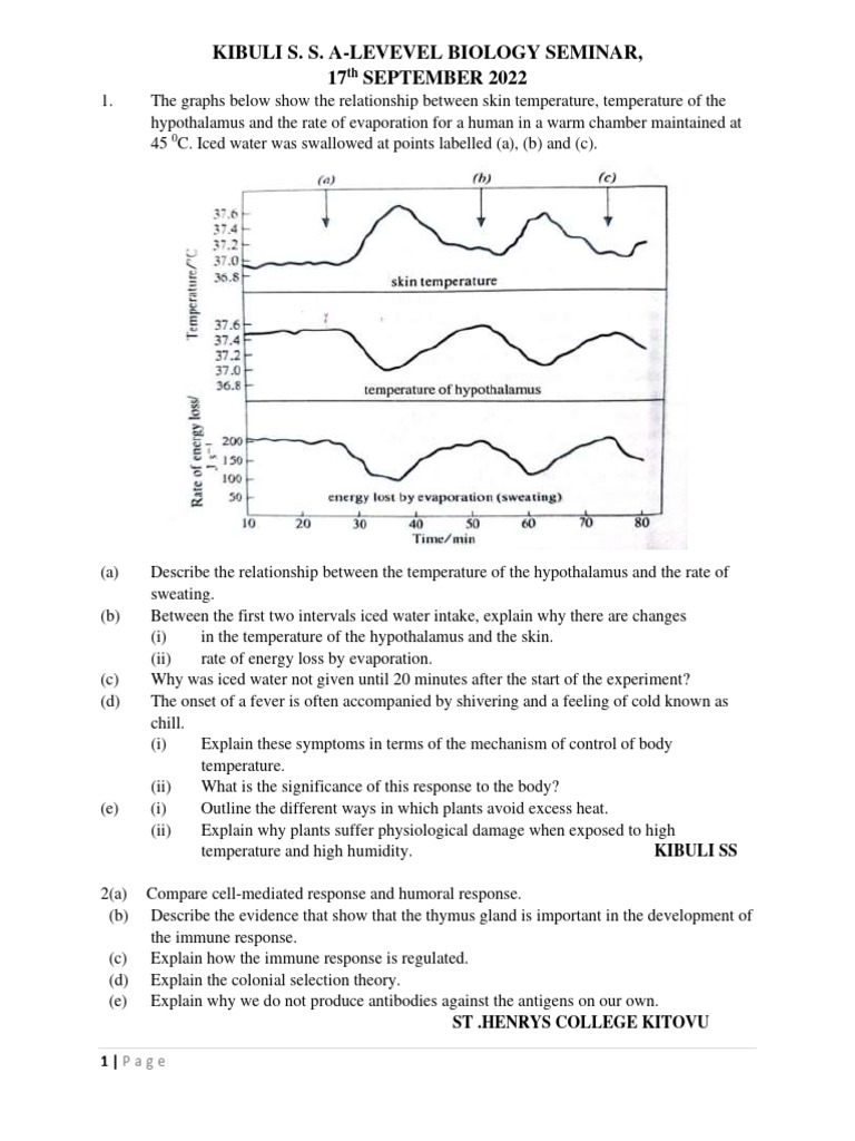 Kibuli SS A Level Biology Seminar September 2022 Final | PDF ...