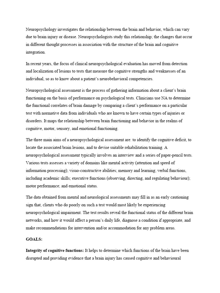 Neuropsychological Assessment | PDF | Neuropsychological Assessment ...