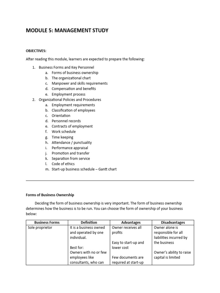 MODULE 5 Management Aspect | PDF | Employment | Partnership
