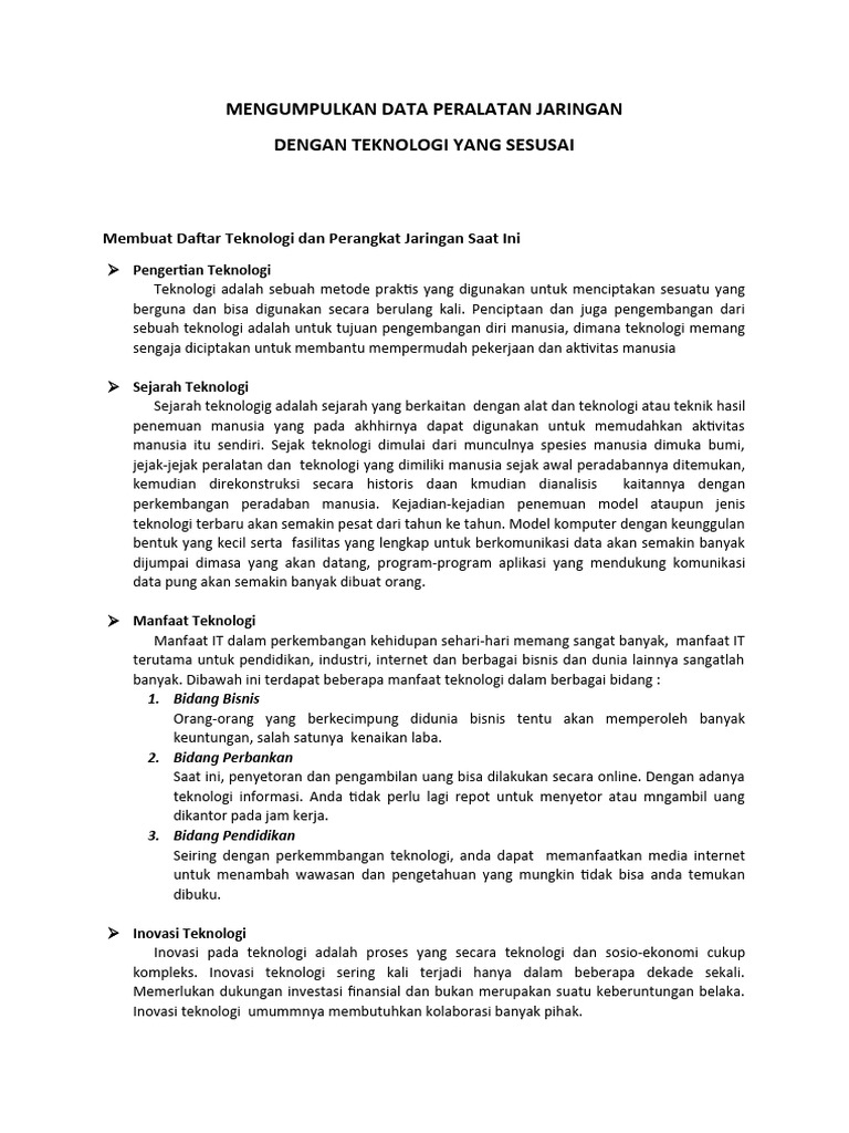 02a Mengumpulkan Data Peralatan Jaringan Dengan Teknologi Yang Sesuai | PDF