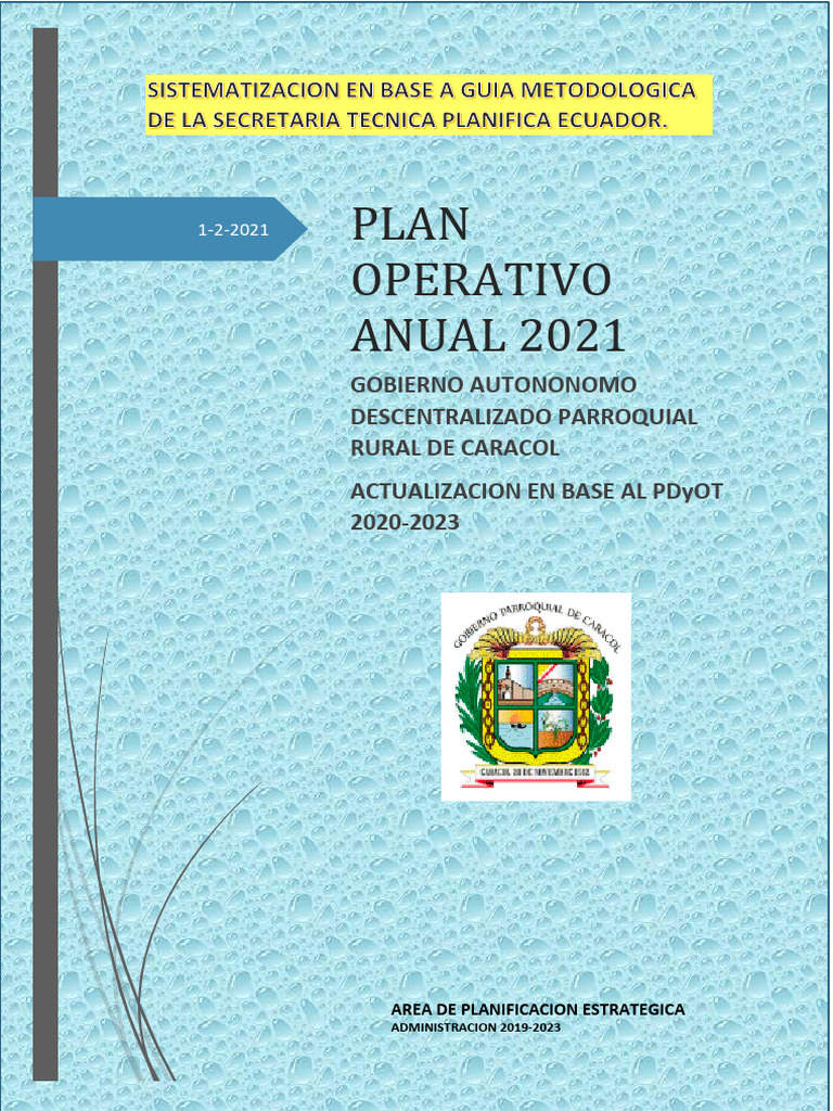 POA 2021 GAD Parroquial Caracol | PDF | Desarrollo sostenible | Sustentabilidad