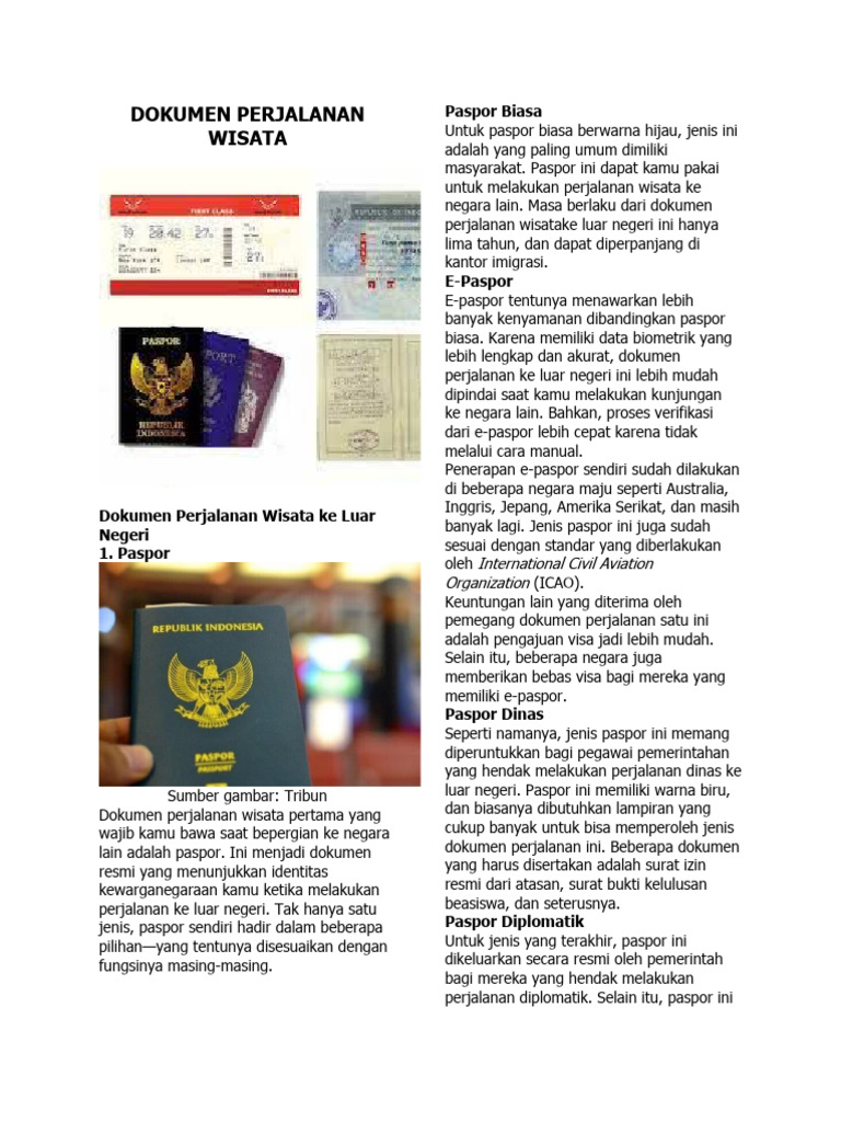 Materi Dokumen Perjalanan Wisata | PDF