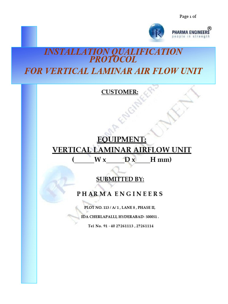 12.2 Installation Qualification Protocol For Laminar Air Flow Unit ...