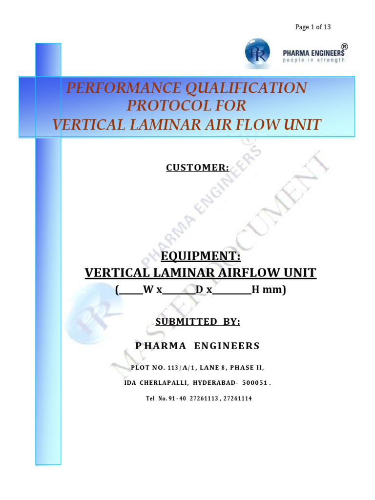 12.4 Performance Qualification Protocol For Laminar Air Flow Unit | PDF ...