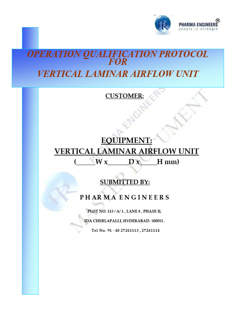 12.3 Operation Qualification Protocol For Laminar Air Flow Unit | PDF | Verification And Validation