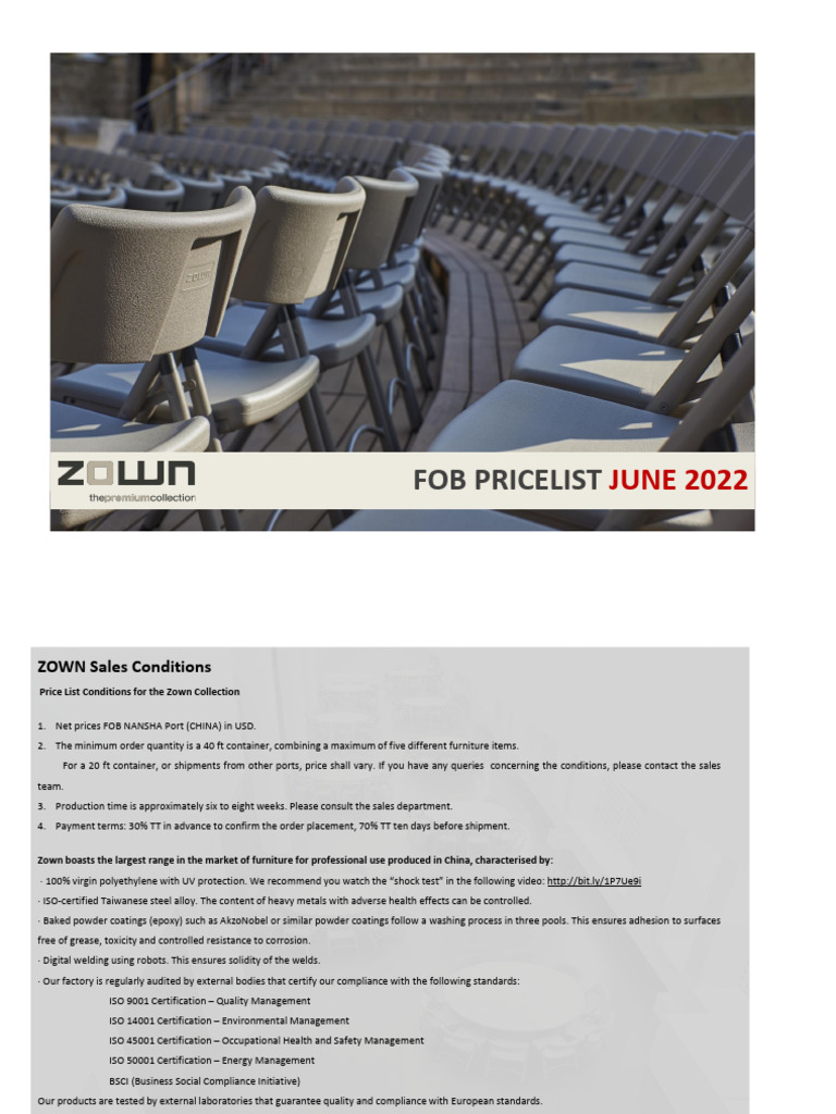 NEW 00FOB Zown THE PREMIUM COLLECTION PRICELIST JUNE 2022 | PDF | Certification | Welding