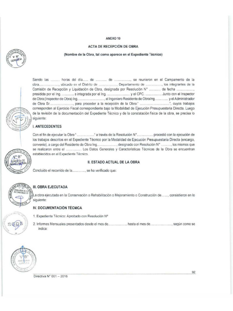 Acta de Recepcion y Protocolo, Quello | PDF Acta de Recepcion y Protocolo, Quello | PDF