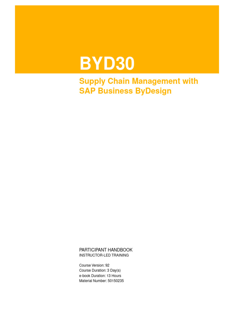 BYD30 - EN - Col92 Supply Chain Management With SAP Business ByDesign ...