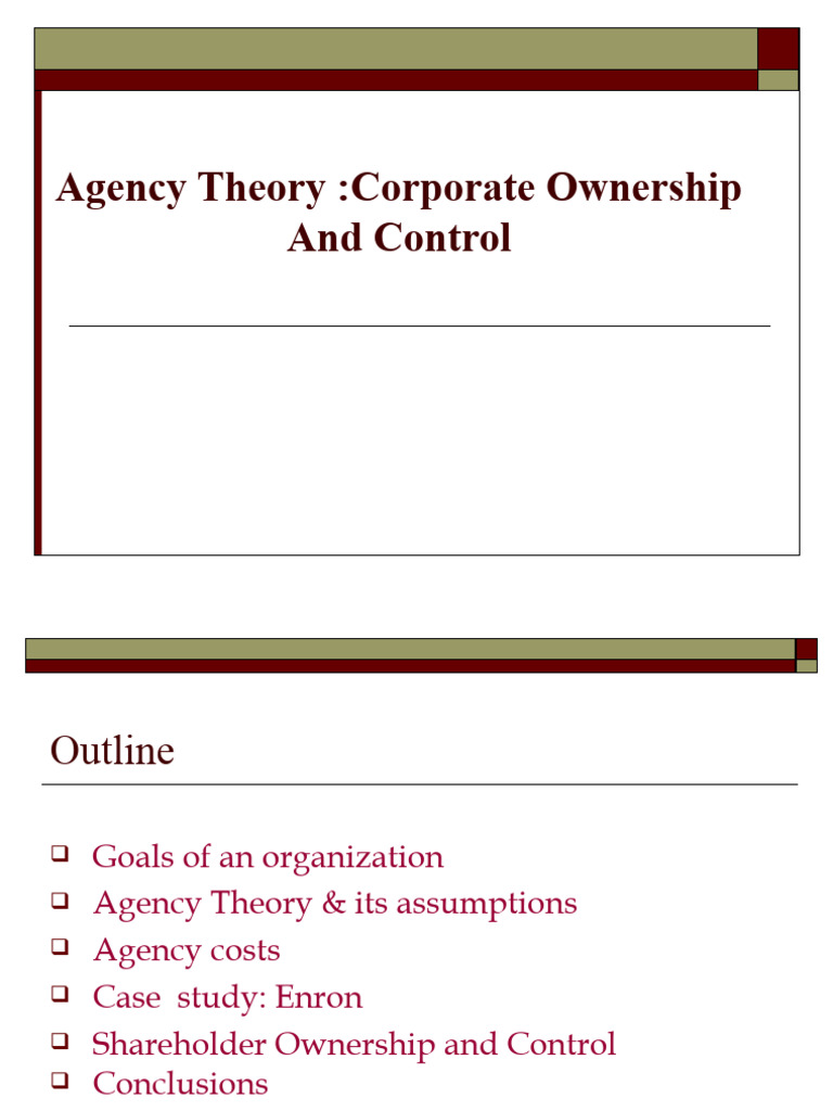 PPT 2 Agency theory 1 | PDF | Enron | Business Economics