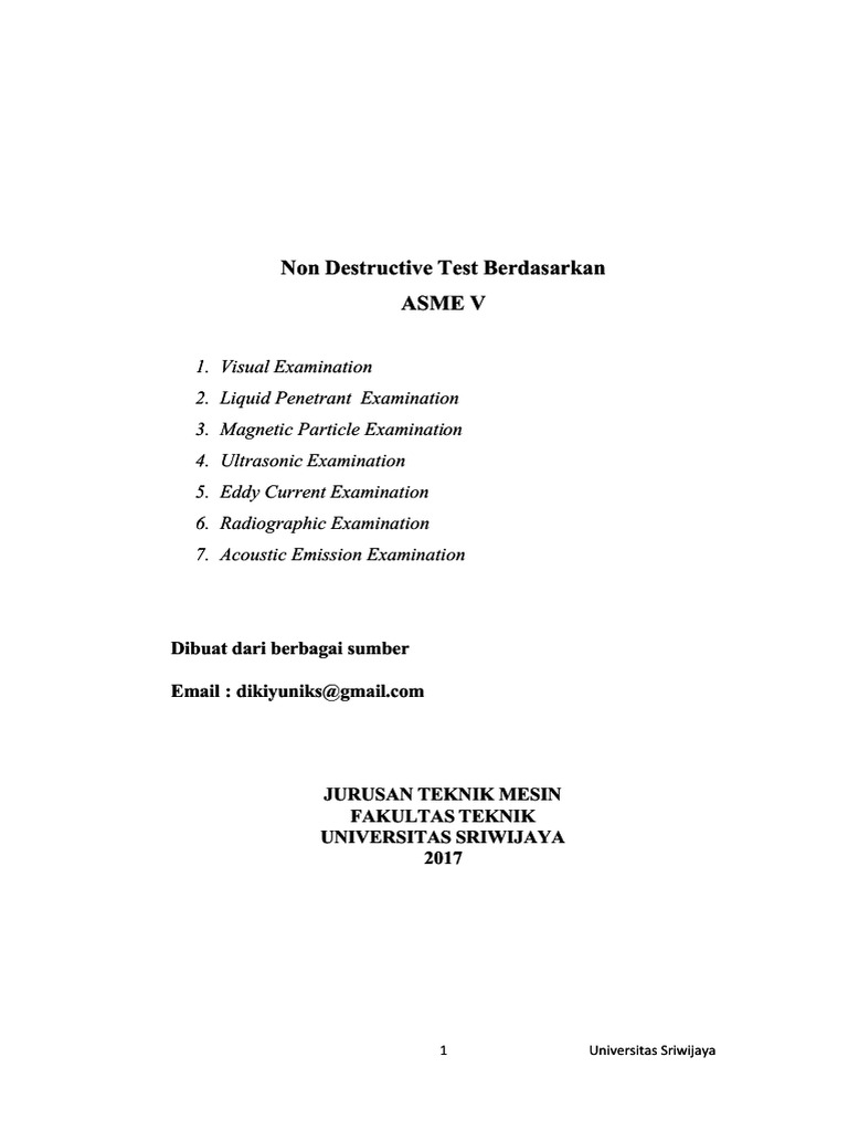 Metode NDT Berdasarkan ASME V | PDF | Teknologi & Rekayasa