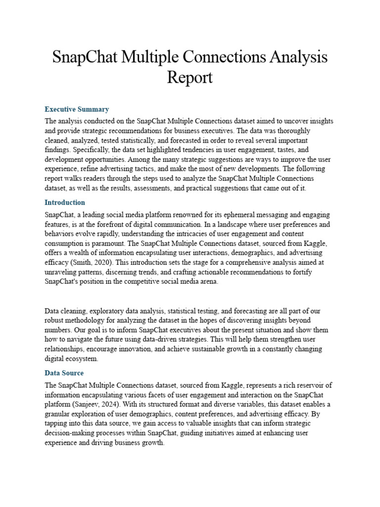 SnapChat Multiple Connections Analysis Report | PDF | Advertising ...