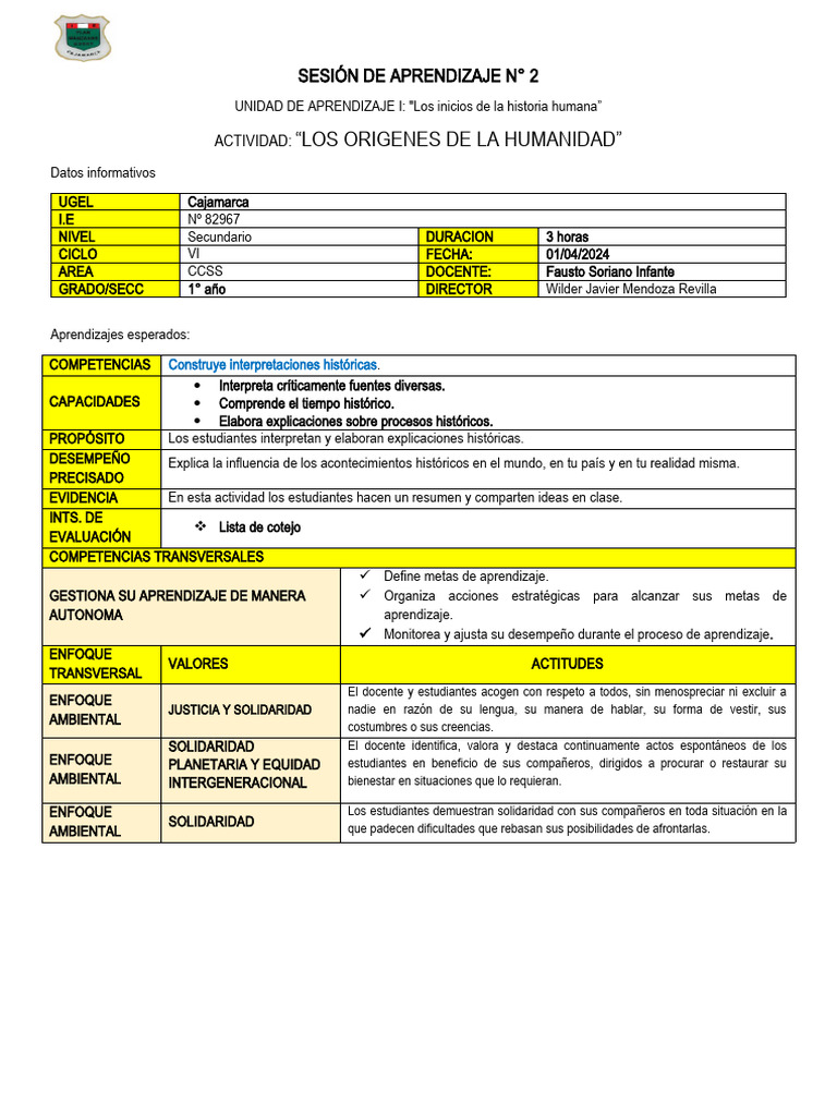 1º Sesion 2 CCSS | PDF | Aprendizaje | Evaluación