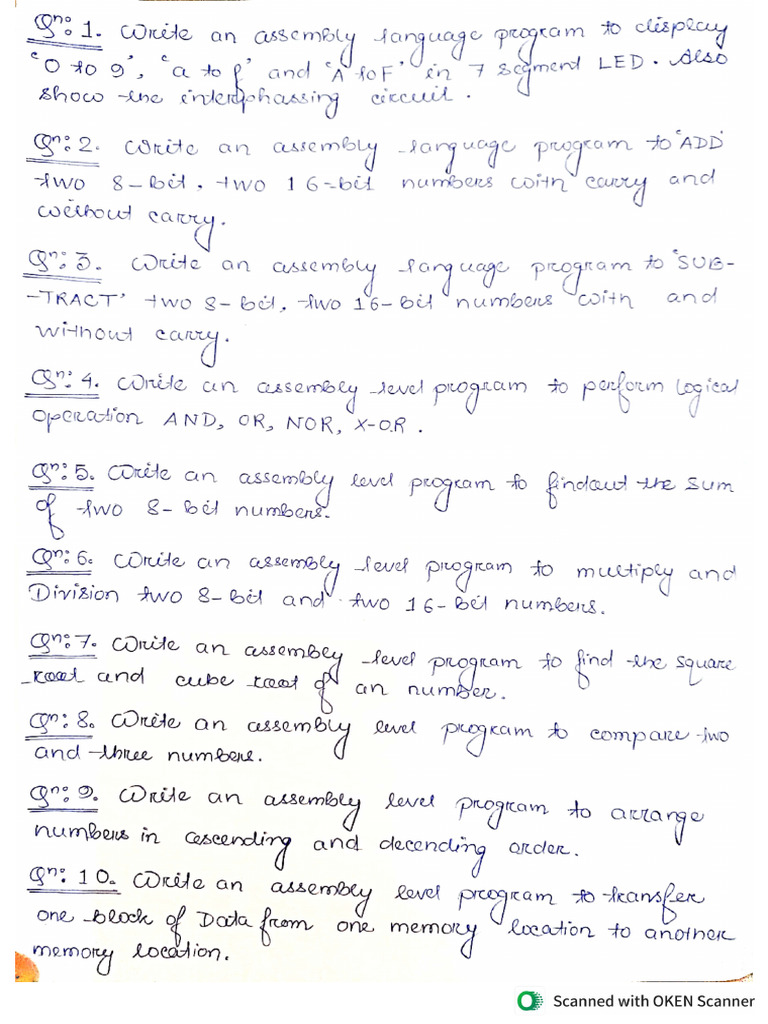 Microprocessor & Microcontroller (4rth Semester) Questions | PDF