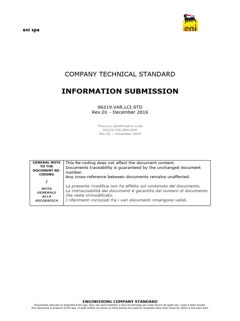 Information Submission: Company Technical Standard | PDF | Microsoft Excel | Information