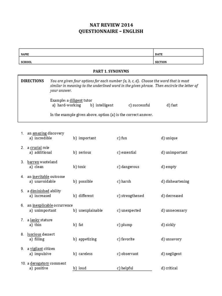 Nat 6 English Reviewer 2 | PDF