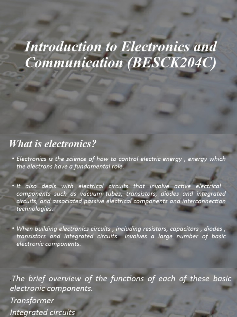 Basic Electronics Bridge Course | PDF | Electronics | Electronic Component