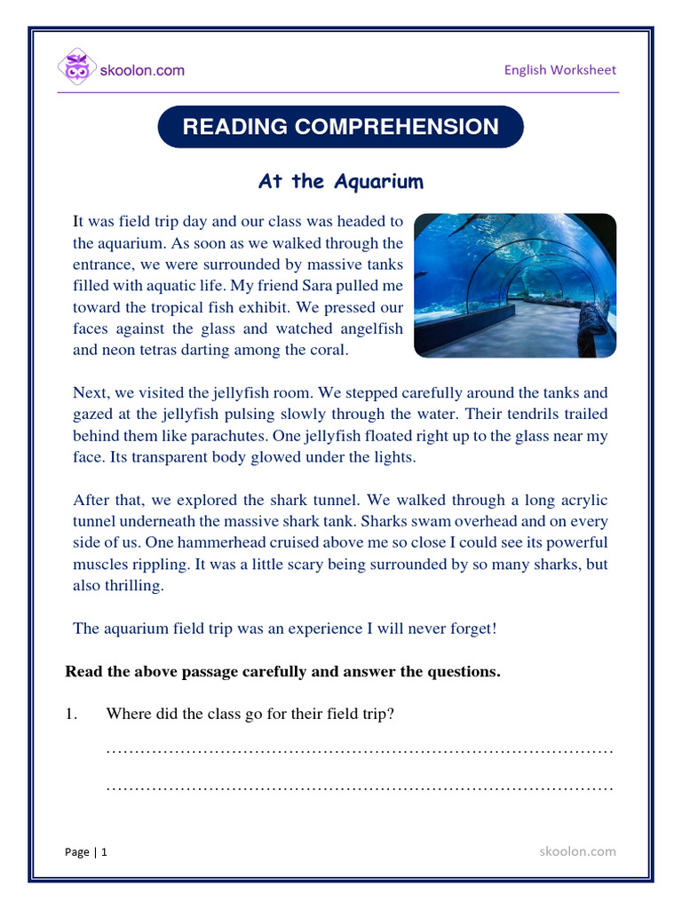G4 English Reading Comprehension 548 | PDF | Aquarium | Fish