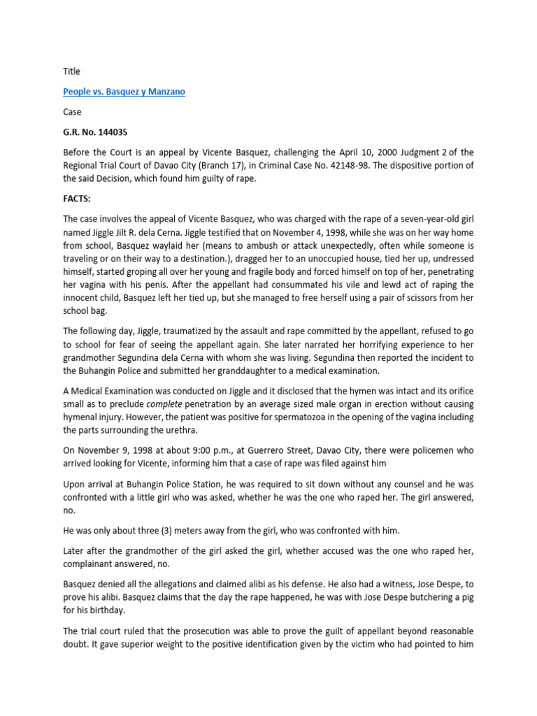 People Vs Basquez | PDF | Witness | Trials