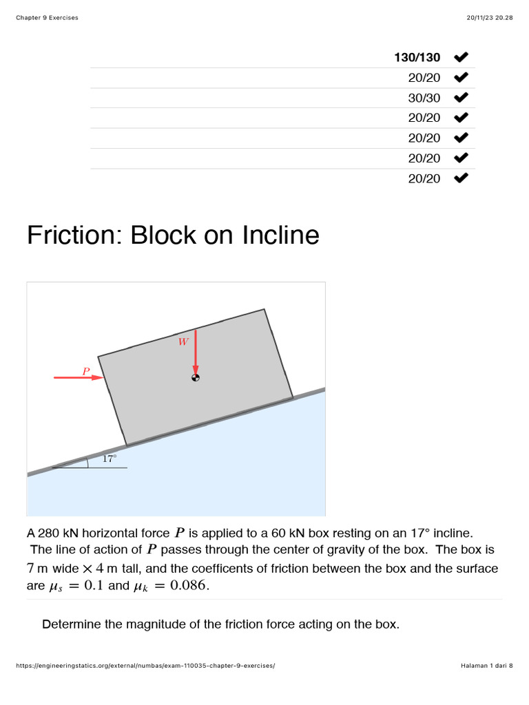 Chapter 9 Exercises | PDF | Friction | Force