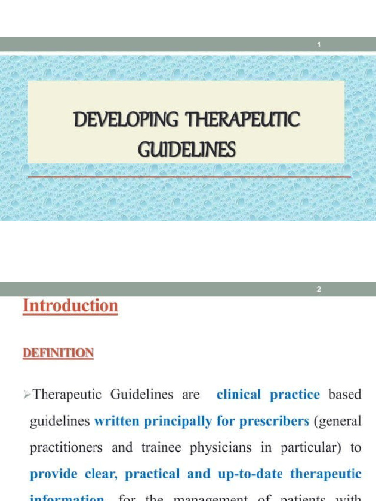 Developing Therapeutics Guidelines | PDF