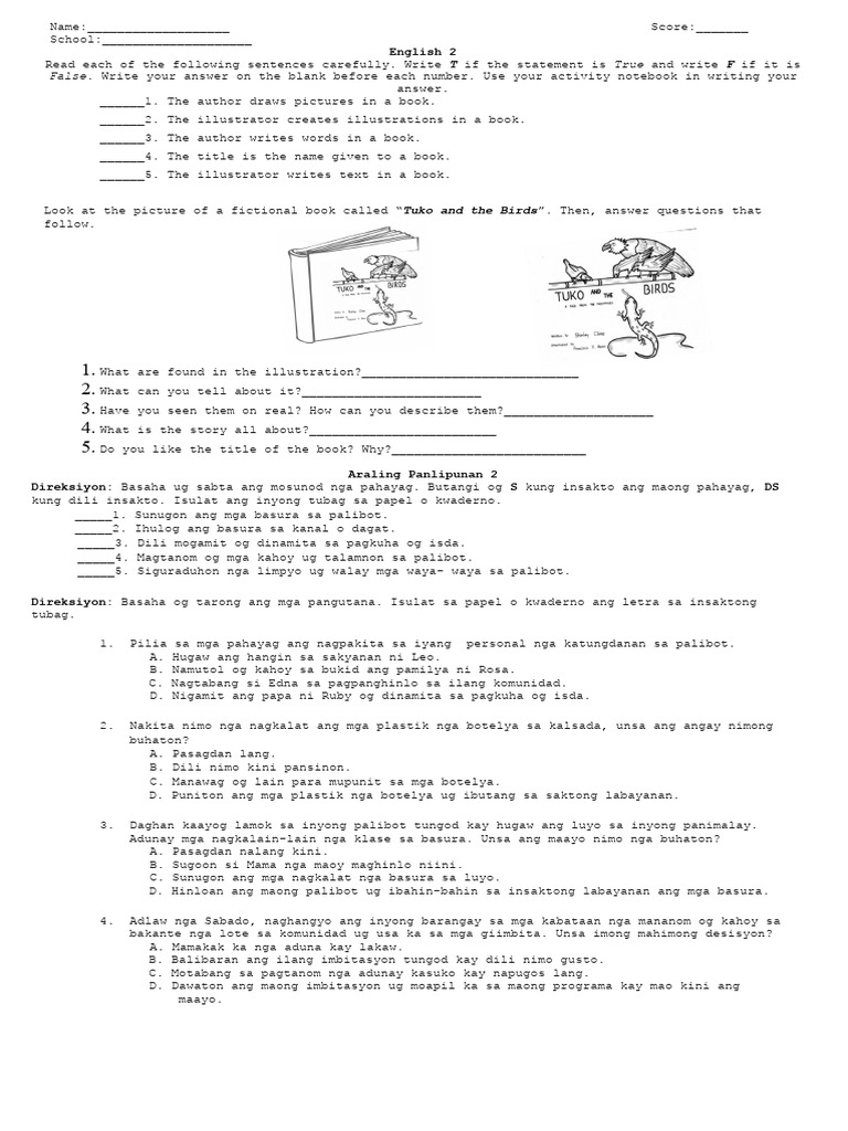 Quiz Week 4 Grade 2 | PDF