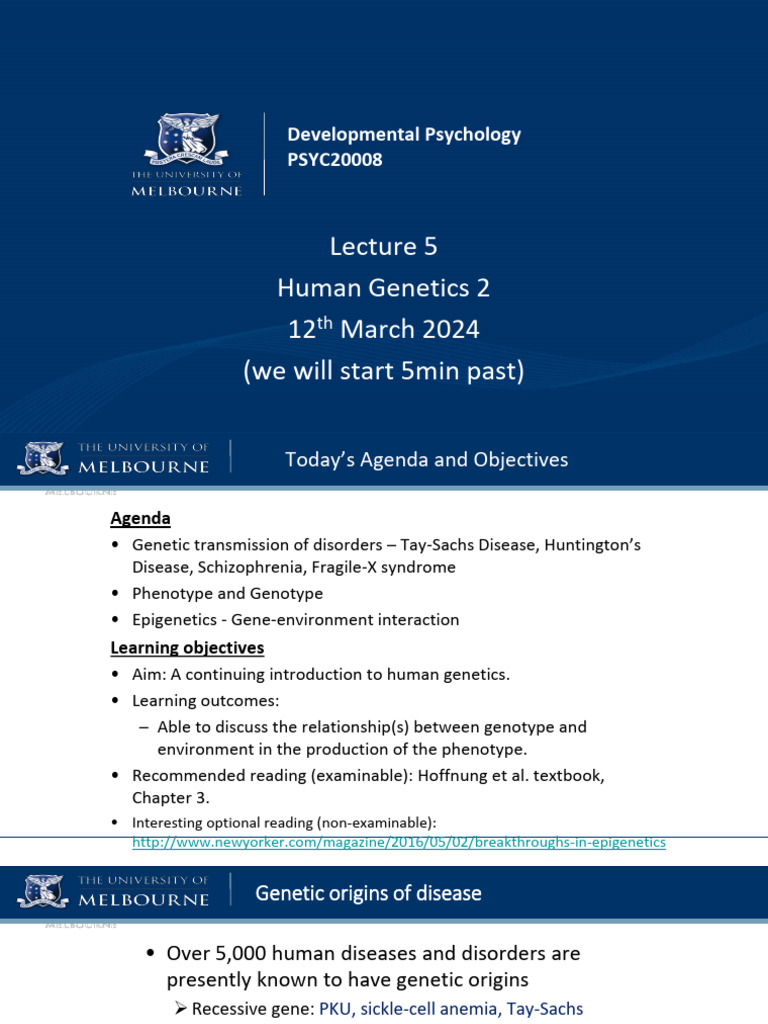 PSYC20008 2024 Lecture 5 Human Genetics 2 - Upload | PDF | Genetic ...