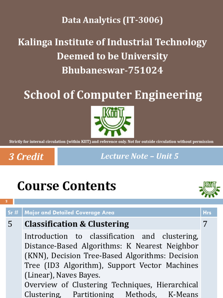 Unit 5 - DA - Classification & Clustering | PDF | Support Vector Machine | Cluster Analysis