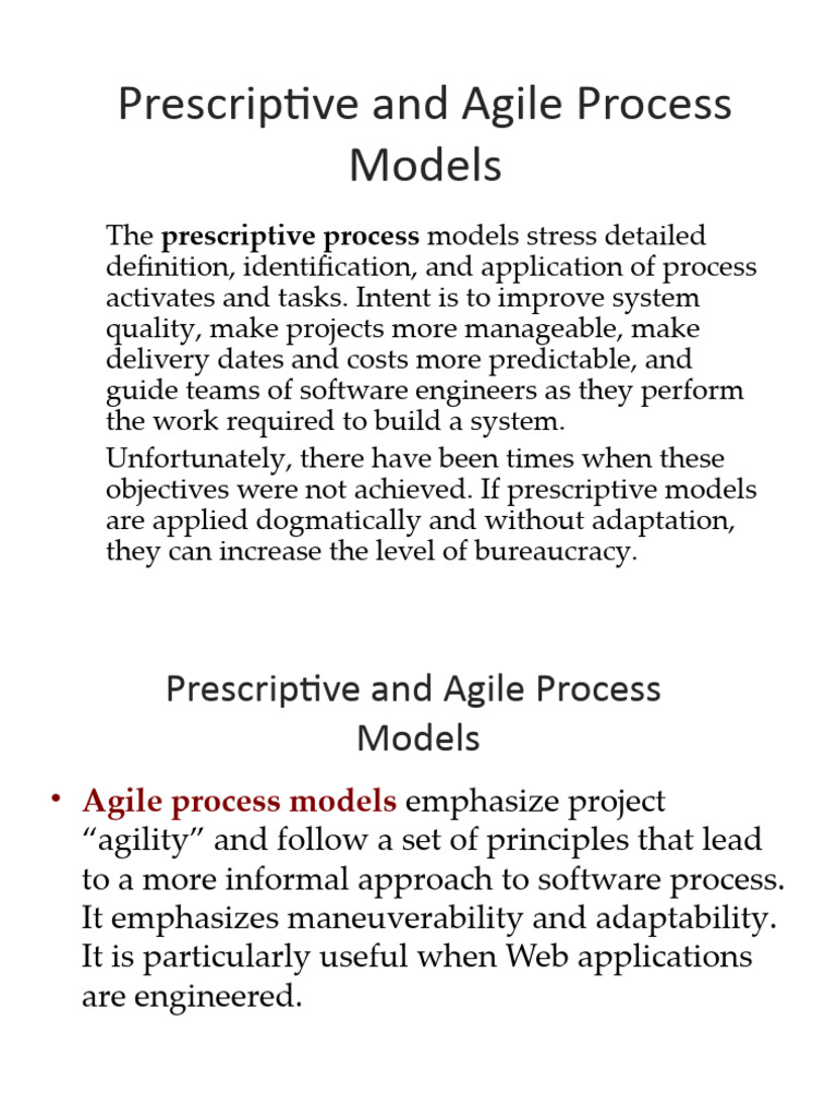 Prescriptive and Agile Process Models | PDF | Agile Software ...
