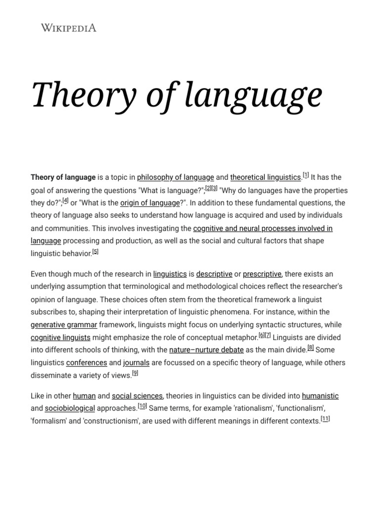 Theories of Language and Linguistics | PDF | Cognitive Science ...