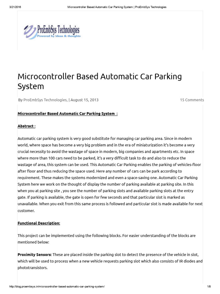 Microcontroller Car Parking System Guide | PDF | Parking | Electrical ...