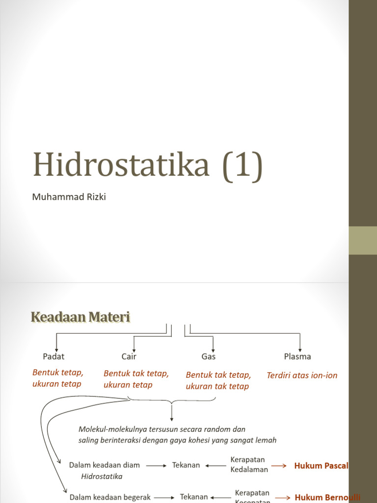 Pertemuan III Mekanika Fluida Hidrostatika | PDF
