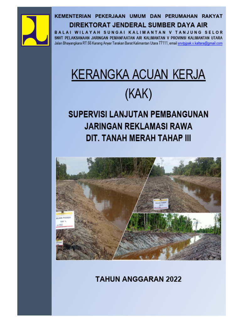 KAK SPV Lanjutan DIT Tanah Merah Tahap III 2022 | PDF | Griya & Taman | Teknologi & Rekayasa