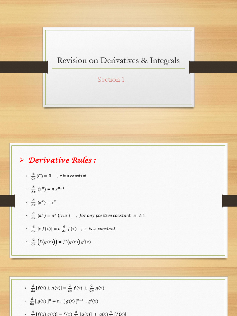 Derivative and Integral Rules Guide | PDF | Operator Theory ...
