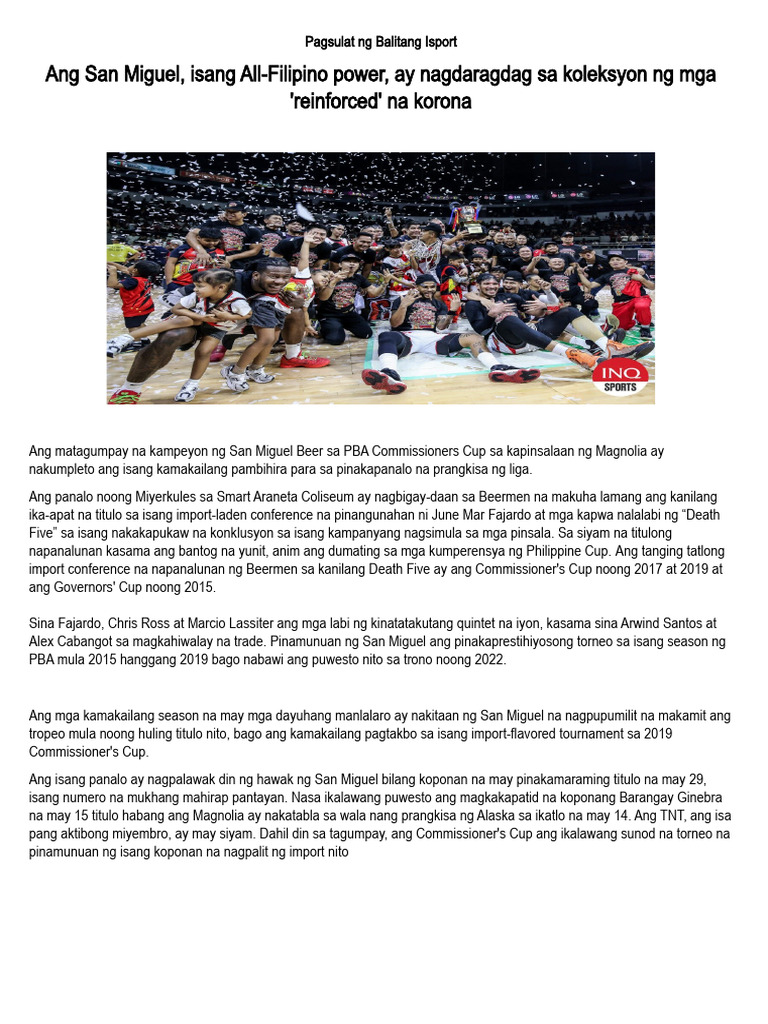 Pagsulat NG Balitang Isports | PDF