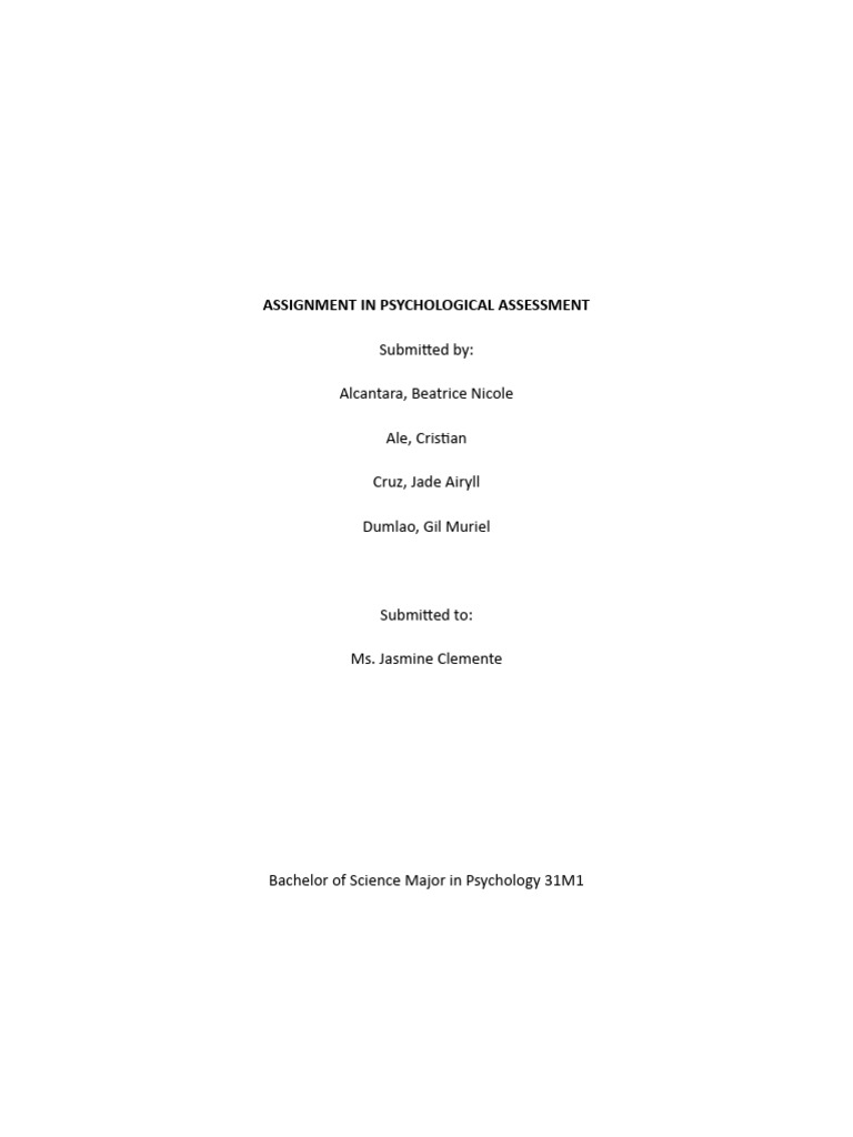 Assignment in Psychological Assessment | PDF | Psychology | Behavioural ...